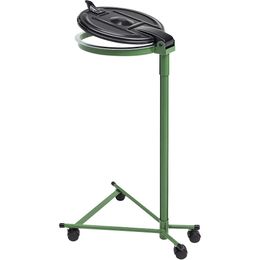 Müllsackständer, für Volumen 120 l, 4-Rad-Fahrgestell, grün, Kunststoffdeckel kaiserkraft