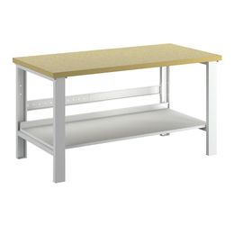 treston Werkbank, Baukastensystem, mit Ablageboden, Multiplex-Platte, BxT 1500 x 750 mm