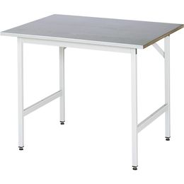 Rau Arbeitstisch, höhenverstellbar, Gestell 30 x 30 mm, Stahlblechplatte, BxT 1000 x 800 mm, lichtgRau
