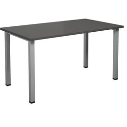 Mehrzwecktisch DUO-U, gerade Platte, Tiefe 800 mm, Breite 1400 mm, dunkelgrau, silber kaiserkraft
