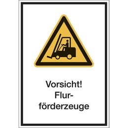Kombischilder mit Text f&uuml;r Warnkennzeichen, Vorsicht! Flurf&ouml;rderzeuge, VE 10 Stk, Kunststoff, LxH 210 x 297 mm kaiserkraft