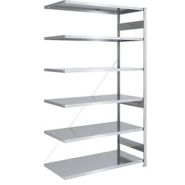 eurokraft pro Schwerlast-Steckregal, verzinkt, Regalhöhe 2500 mm, Anbauregal, BxT 1300 x 800 mm
