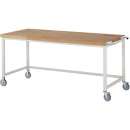 eurokraft pro Fahrbare Werkbank Serie 8000, Gestellbauweise, offenes Rahmengestell, BxT 2000 x 900 mm