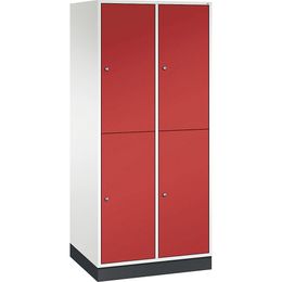 C+P Doppelstock-Spind Intro, 2 Abteile, reinweiß / feuerrot, BxT 820 x 600 mm