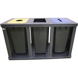 Var Wertstoffsammelstation Tetris, 3 x 58 l mit Innenbehälter, antik-silber