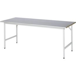Rau Arbeitstisch, höhenverstellbar, Gestell 30 x 30 mm, Stahlblechplatte, BxT 2000 x 800 mm, lichtgRau