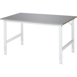 Rau Arbeitstisch, höhenverstellbar, Gestell 60 x 30 mm, Edelstahlplatte, BxT 1500 x 1000 mm