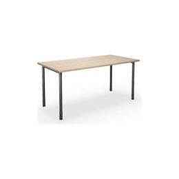 Mehrzwecktisch DUO-C, gerade Platte, HxT 700 - 800 x 800 mm, Breite 1600 mm, Eiche, schwarz kaiserkraft