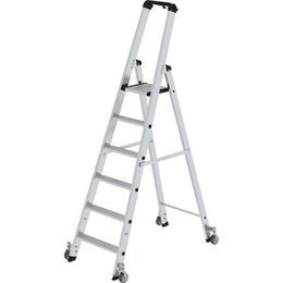 MUNK Stufen-Stehleiter, einseitig, Ausführung mobil, 6 Stufen, Plattformhöhe 1400 mm