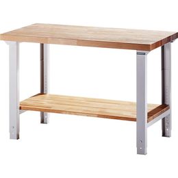 eurokraft pro Werkbank, Baukastensystem Serie 7000, 1 Ablageboden, BxT 1250 x 700 mm