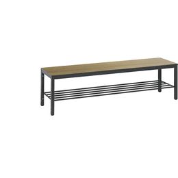 C+P Umkleidebank COMFORT, Sitzfläche aus HPL, Länge 1500 mm, Dekor Eiche, Schuhrost