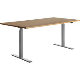 Topstar Schreibtisch, elektrisch höhenverstellbar, gerade, BxT 1800 x 800 mm, Buche/grau