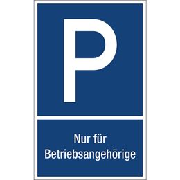 Parkplatzkennzeichen, Kunststoff, P / Nur f&uuml;r Betriebsangeh&ouml;rige, LxH 250 x 400 mm kaiserkraft