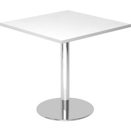 Besprechungstisch, LxB 800 x 800 mm, 755 mm hoch, Gestell verchromt, Platte weiß kaiserkraft