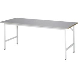 Rau Arbeitstisch, höhenverstellbar, Gestell 30 x 30 mm, Edelstahlplatte, BxT 2000 x 800 mm