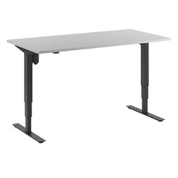 Schreibtisch Atlanta, elektrisch höhenverstellbar, gerade, BxT 1600 x 800 mm, lichtgrau/schwarz kaiserkraft