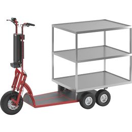 Elektro Transportroller XXL PRO, 5 Räder, mit Regal, rot kaiserkraft