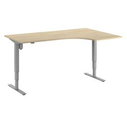 Schreibtisch Atlanta, elektrisch höhenverstellbar, Ecke, BxT 1800 x 1200 mm, Eiche/silber, rechts kaiserkraft