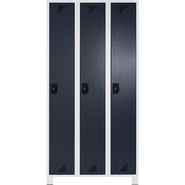 eurokraft pro Spind Bremen, 3 Abteile, lichtgrau / anthrazitgrau, Breite 1200 mm