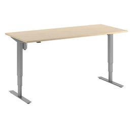 Schreibtisch Atlanta, elektrisch höhenverstellbar, gerade, BxT 1800 x 800 mm, Birke/silber kaiserkraft