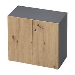 eurokraft pro Aktenschrank, Flügeltüren, 1 Fachboden, graphit / Asteiche