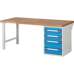 eurokraft pro Werkbank, Baukastensystem Serie 7000, 4 Schubladen, BxT 2000 x 900 mm