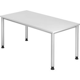 Schreibtisch, HxT 685 - 810 x 800 mm, 4 Rundrohrbeine, Breite 1600 mm, alusilber / weiß kaiserkraft