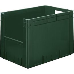 Euro-Stapelbehälter mit Eingriff, Volumen 80 l, LxBxH 600 x 400 x 420 mm, VE 2 Stk, grün kaiserkraft