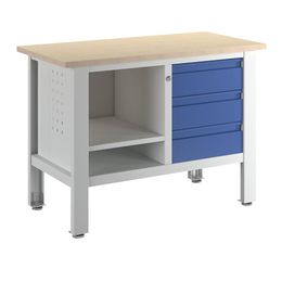 Werkbank, 3 Schubladen, 1 offenes Fach mit Boden, BxT 1200 x 600 mm kaiserkraft