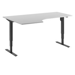 Schreibtisch Atlanta, elektrisch höhenverstellbar, Ecke, BxT 1800 x 1200 mm, lichtgrau/schwarz, links kaiserkraft