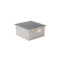 CEMO GFK-Boden-Auffangwanne, 1 x 200-l-Fass, mit Zulassung, mit GFK-Gitterrost