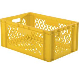 Euro-Format-Stapelbehälter, Wände und Boden durchbrochen, LxBxH 600 x 400 x 270 mm, gelb, VE 5 Stk kaiserkraft