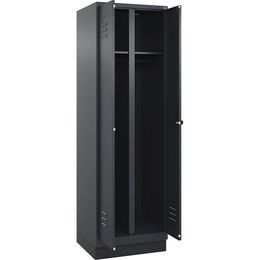 C+P Schwarz-Weiß-Spind Classic PLUS, 1 Abteil, grau, HxB 1950 x 600 mm, mit Bodensockel, Drehriegel