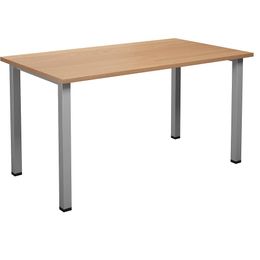 Mehrzwecktisch DUO-U, gerade Platte, Tiefe 800 mm, Breite 1400 mm, Buche, silber kaiserkraft