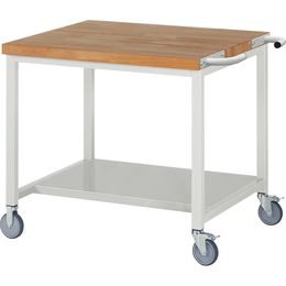 eurokraft pro Fahrbare Werkbank Serie 8000, Gestellbauweise, 1 Ablageboden, BxT 1000 x 900 mm