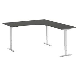 Schreibtisch Atlanta, elektrisch höhenverstellbar, L-Form, BxT 1800 x 2000 mm, dunkelgrau/weiß, rechts kaiserkraft