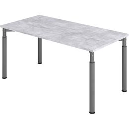 VERA-ZWO - Schreibtisch mit 4-Fuß-Gestell, höhenverstellbar, Tiefe 800 mm, Breite 1600 mm, Beton-Optik / graphit kaiserkraft