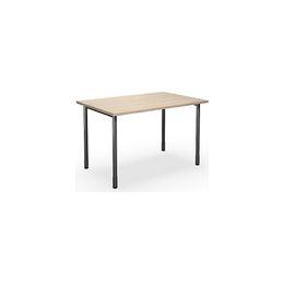 Mehrzwecktisch DUO-C, gerade Platte, HxT 700 - 800 x 800 mm, Breite 1200 mm, Eiche, schwarz kaiserkraft