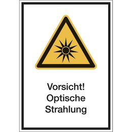 Kombischilder mit Text f&uuml;r Warnkennzeichen, Vorsicht! Optische Strahlung, VE 10 Stk, Kunststoff, LxH 210 x 297 mm kaiserkraft
