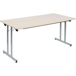 Klapptisch F25, BxT 1600 x 800 mm, Platte Ahorn-Dekor, Gestell alusilber kaiserkraft