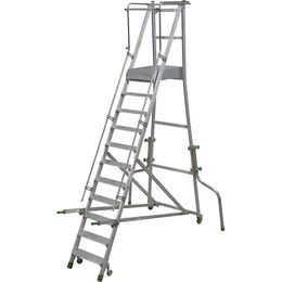 Mobile Alu-Podesttreppe, klappbar, mit gerieften Aluminiumstufen, 11 Stufen inkl. Plattform kaiserkraft