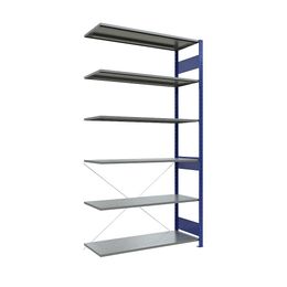 eurokraft pro Steckregal, einreihig, Fachboden-BxT 1300 x 500 mm, blau, Höhe 2500 mm, Anbauregal