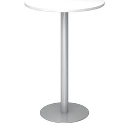 Stehtisch, Ø 800 mm, 1116 mm hoch, Gestell silber, Platte weiß kaiserkraft