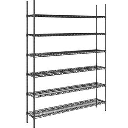 Stahldraht-Gitterregal, schwarz, Fachlast 250 kg, BxT 1520 x 360 mm, Grundregal, Höhe 2180 mm, 6 Fachböden kaiserkraft