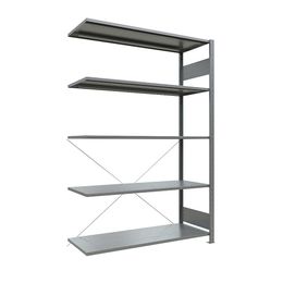 eurokraft pro Steckregal, einreihig, Fachboden-BxT 1300 x 500 mm, verzinkt, Höhe 2000 mm, Anbauregal