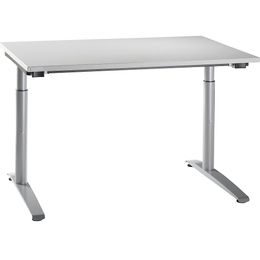 HANNA - Schreibtisch mit C-Fußgestell, höhenverstellbar 650 - 850 mm, Breite 1200 mm, lichtgrau kaiserkraft