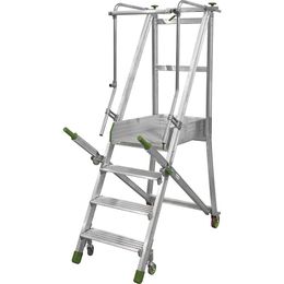 Mobile Alu-Podesttreppe, klappbar, mit gerieften Aluminiumstufen, 4 Stufen inkl. Plattform kaiserkraft