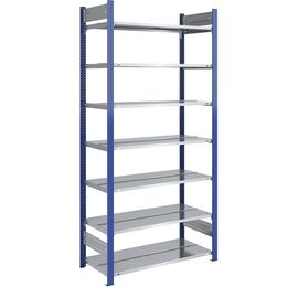hofe Ordner-Steckregal, doppelseitig, Höhe 2350 mm, BxT 1000 x 600 mm, Grundregal, blau / verzinkt