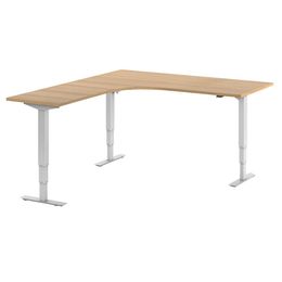 Schreibtisch Atlanta, elektrisch höhenverstellbar, L-Form, BxT 1800 x 2000 mm, Buche/weiß, links kaiserkraft