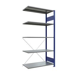 eurokraft pro Steckregal, einreihig, Fachboden-BxT 1000 x 500 mm, blau, Höhe 2000 mm, Anbauregal